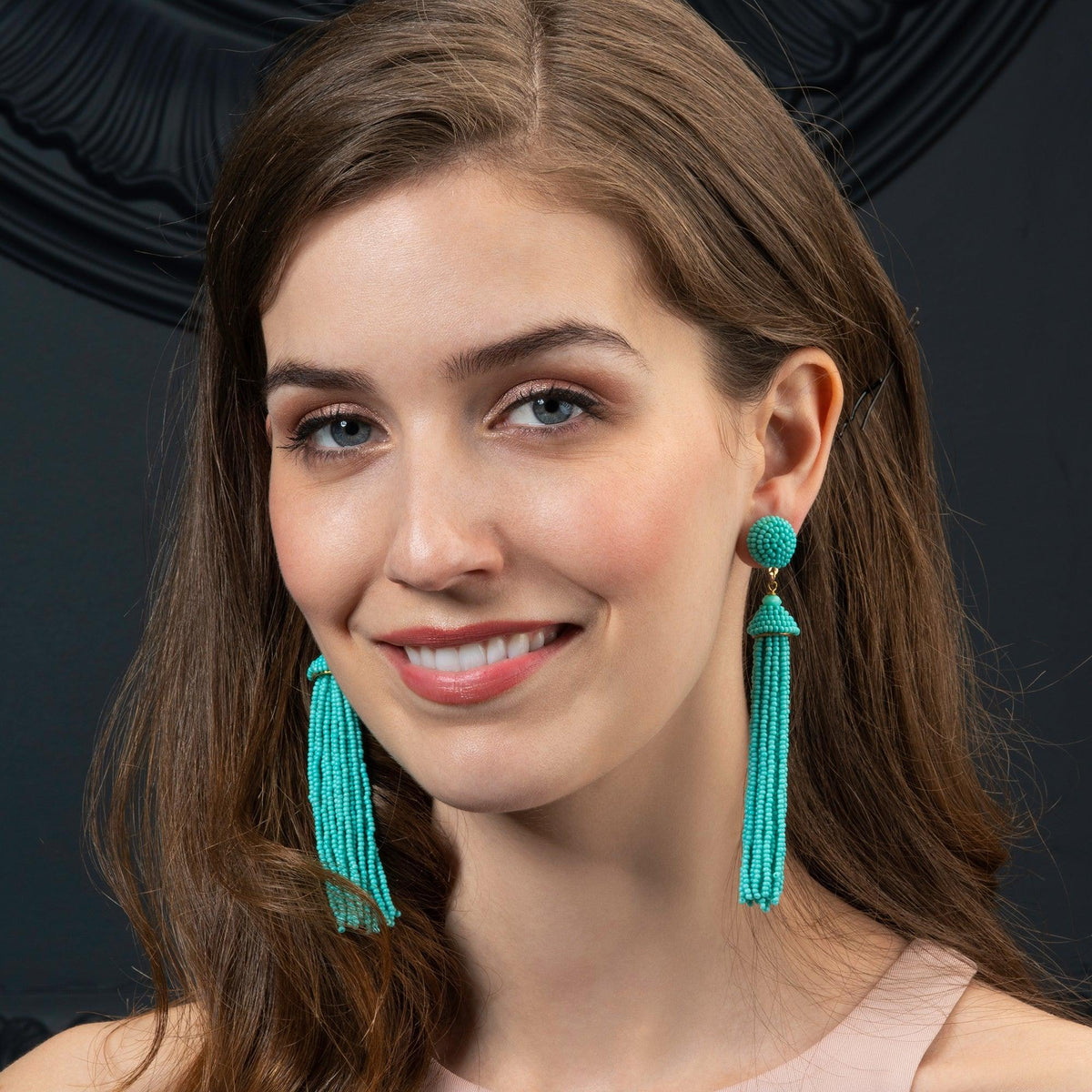 Turquoise tassel earrings store